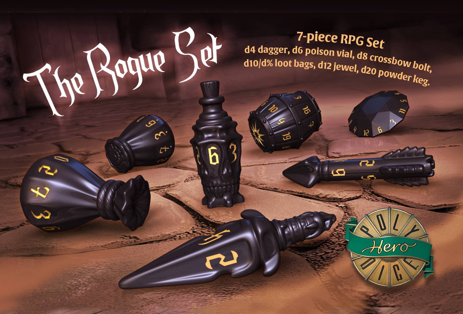 PolyHero Dice Launches Rogue Set on Kickstarter - Graphic Policy